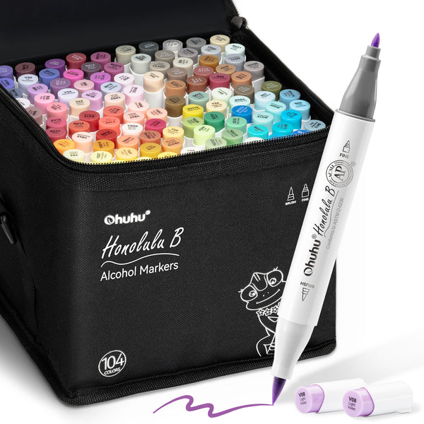 Ohuhu Honolulu B 104 Colours Dual Tip Alcohol Art Markers – MoonArt