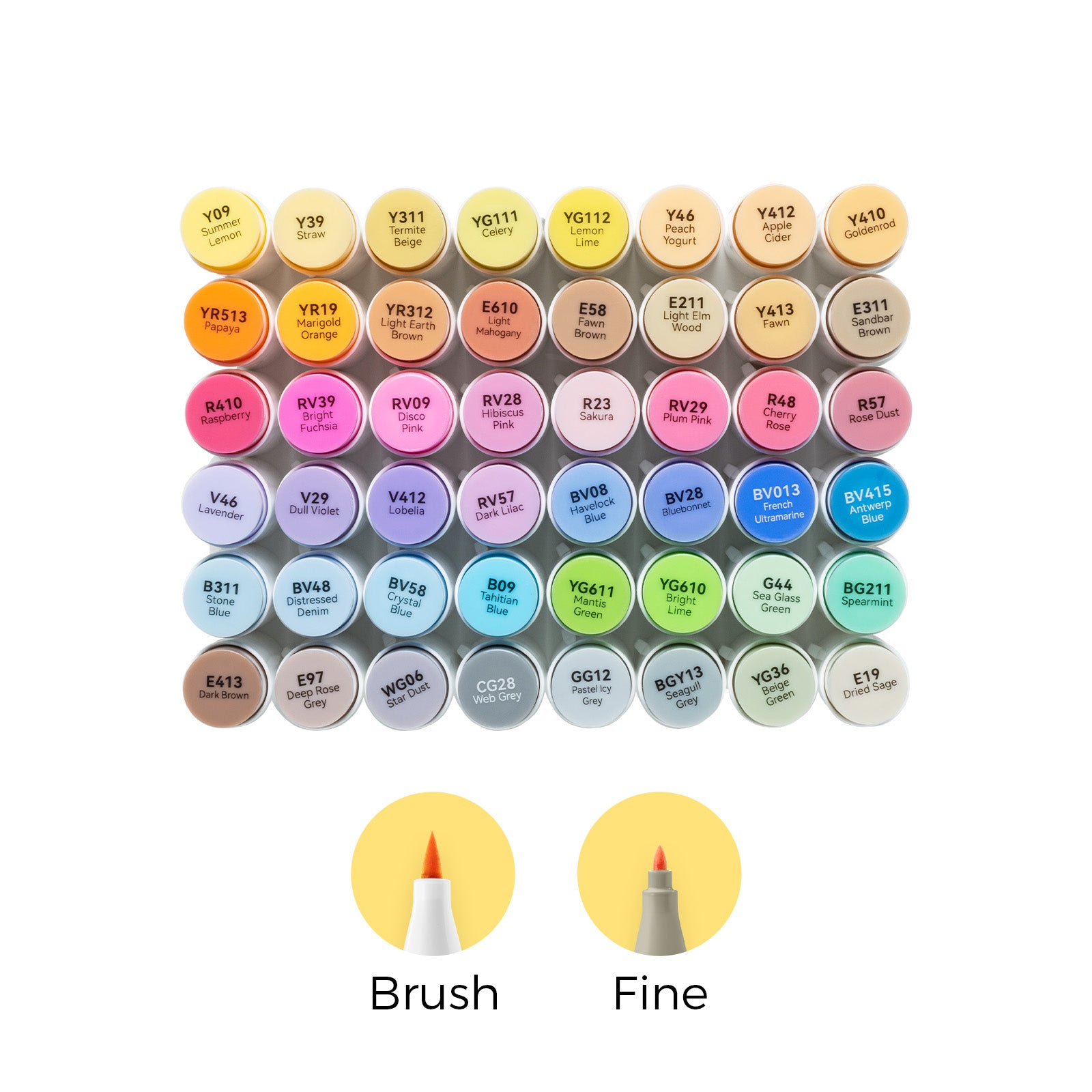 Ohuhu Honolulu B 48 Mid-tone Colours Dual Tip Alcohol Art Markers – MoonArt